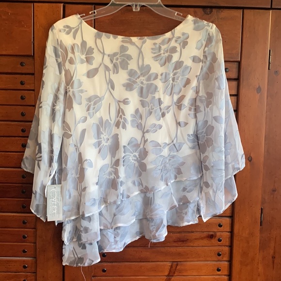Alex Evenings | Tops | New Alex Evening Asymmetrical Tiered Hem Floral ...